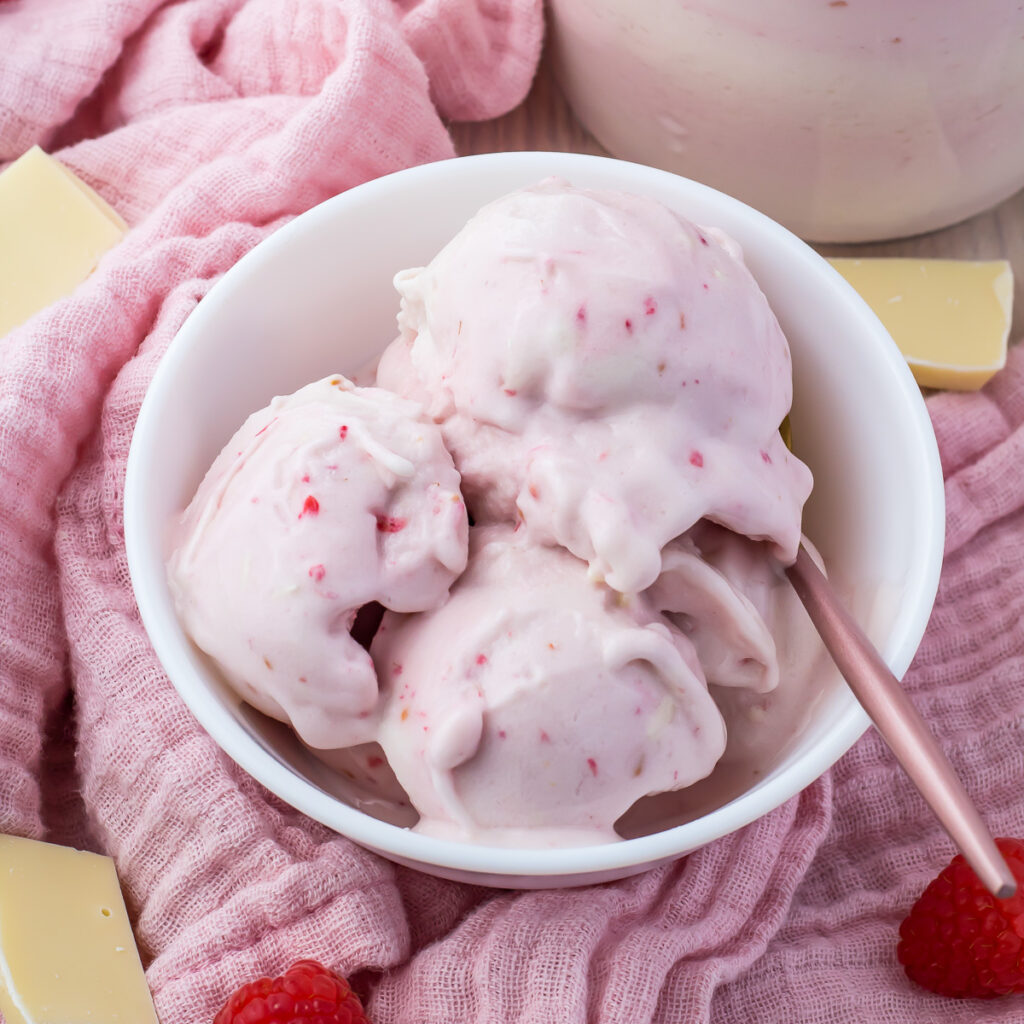 White Chocolate Raspberry Protein Ice Cream (Ninja Creami)