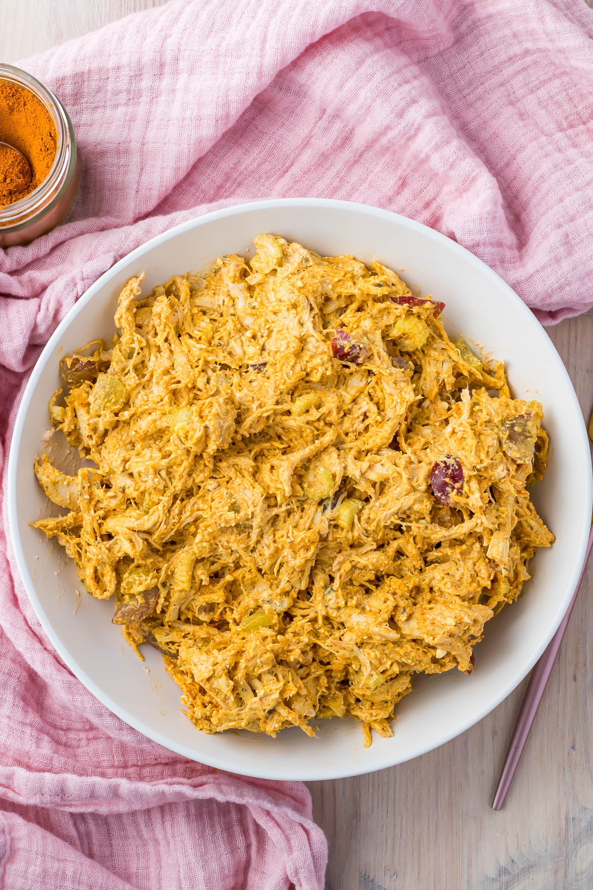 High Protein Curry Chicken Salad with Grapes