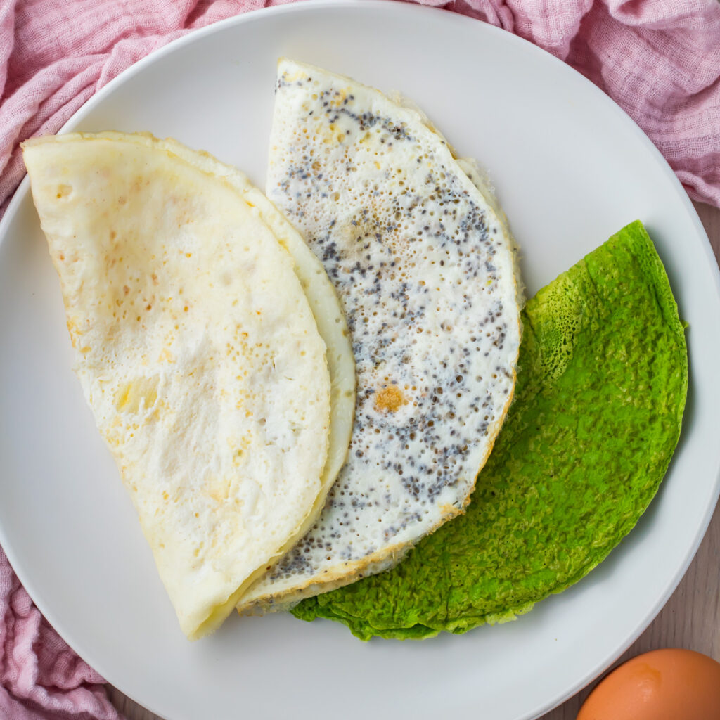 Egg White Wraps - 3 Ways! (Plain, Chia, or Spinach)